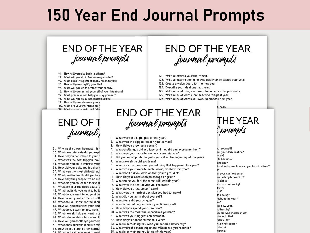 150 Year End Journal Prompts , Printable, Journal, Minimalist ...