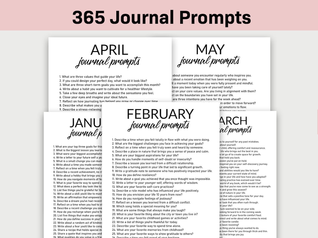 365 Journal Prompts, Printable, Journal, Minimalist, Self Care, Mental ...