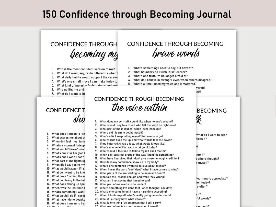 150 Confidence Through Becoming Journal, Journal Printable, Self ...