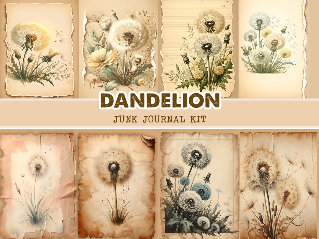 Dandelion Junk Journal Kit, Printable, Ephemera, Digital Papers ...