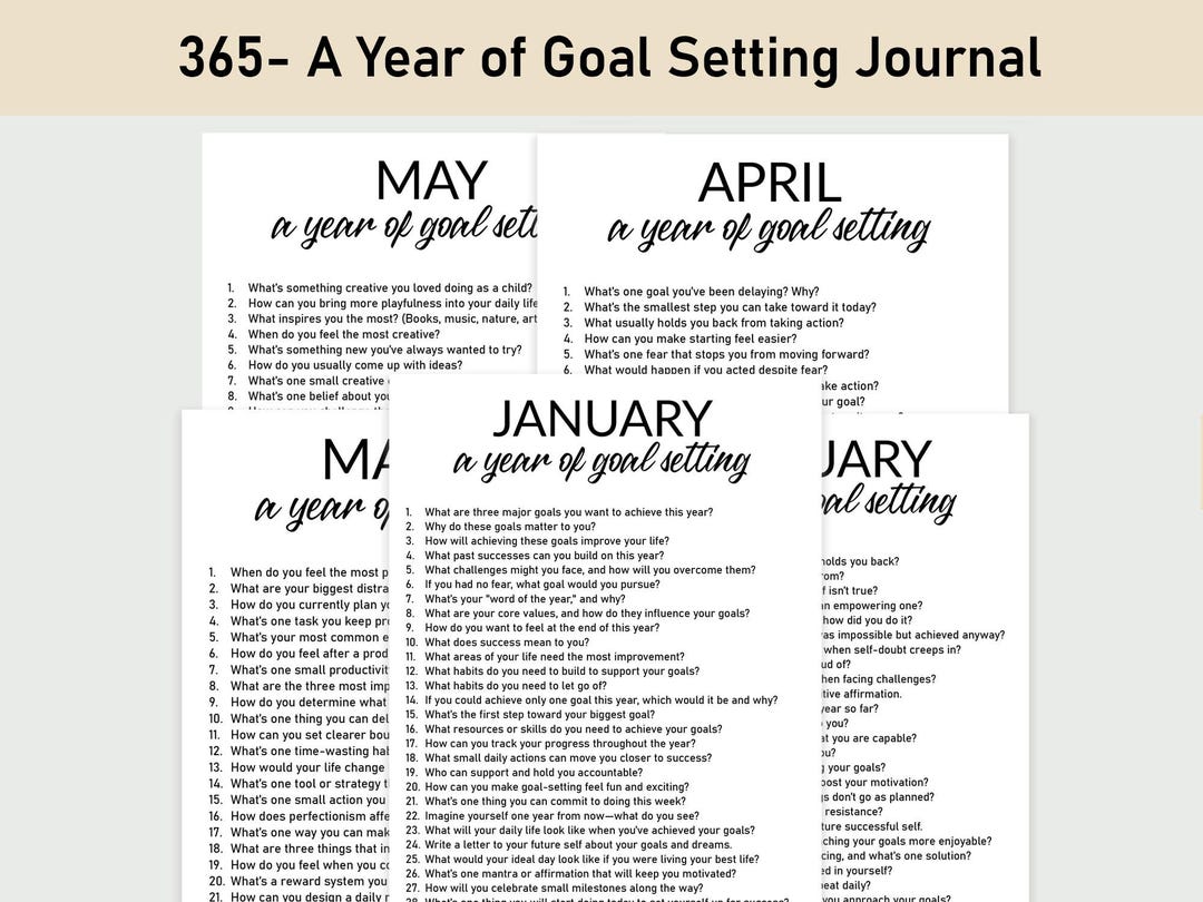 365 A Year of Goal Setting Journal, Journal Printable, Minimalist ...