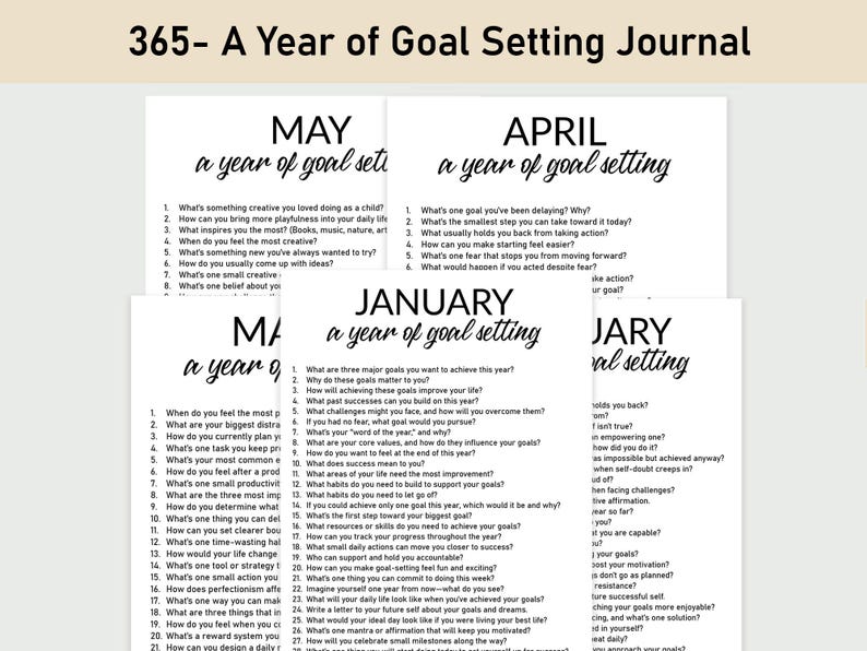 365 A Year of Goal Setting Journal, Journal Printable, Minimalist ...