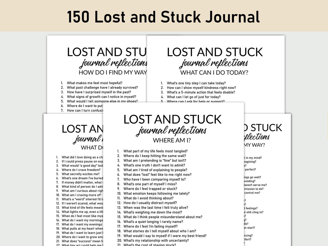 150 Lost and Stuck Journal, Printable, Journal, Self-discovery, Clarity ...