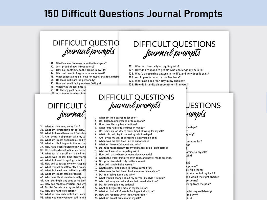 150 Difficult Questions to Ask Journal Prompts, Journal Prompts ...