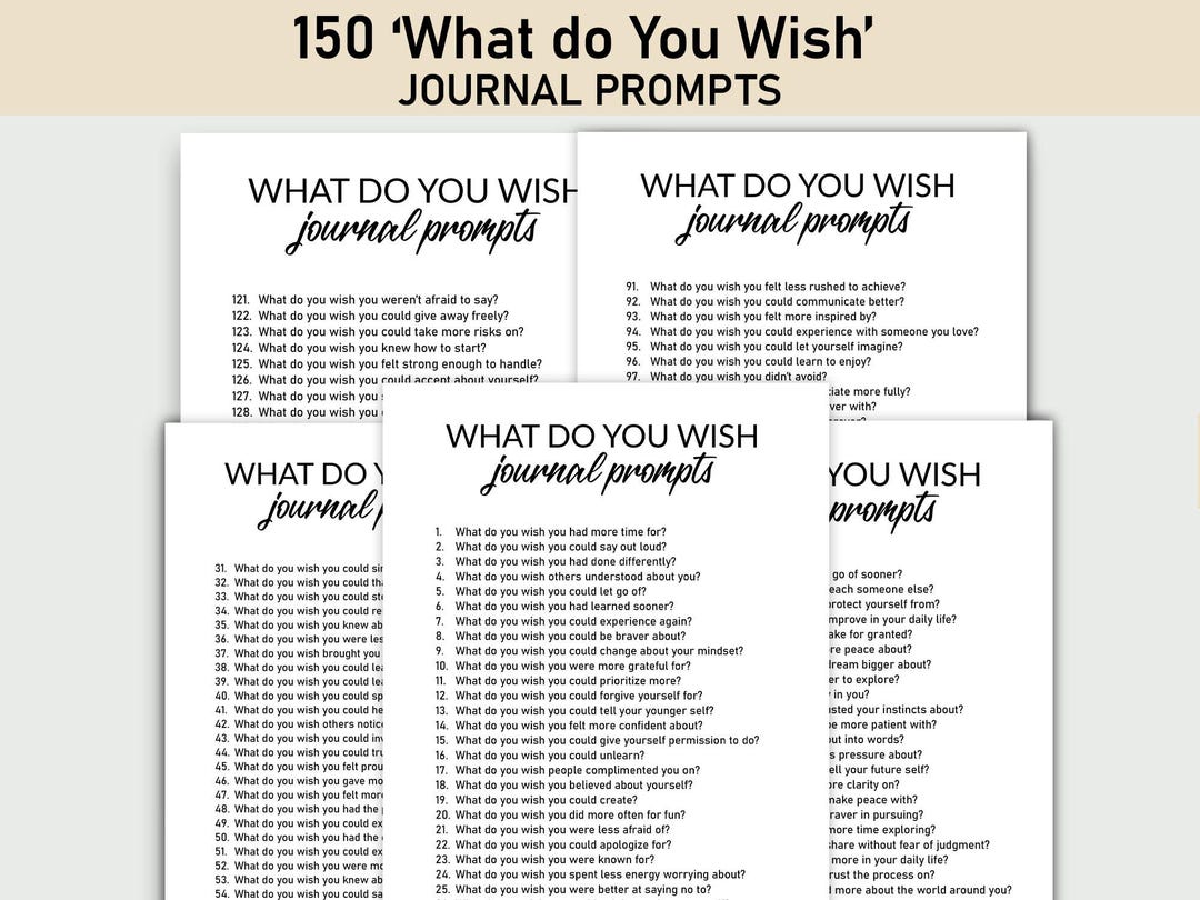 150 What Do You Wish Journal Prompts , Printable, Journal, Minimalist ...