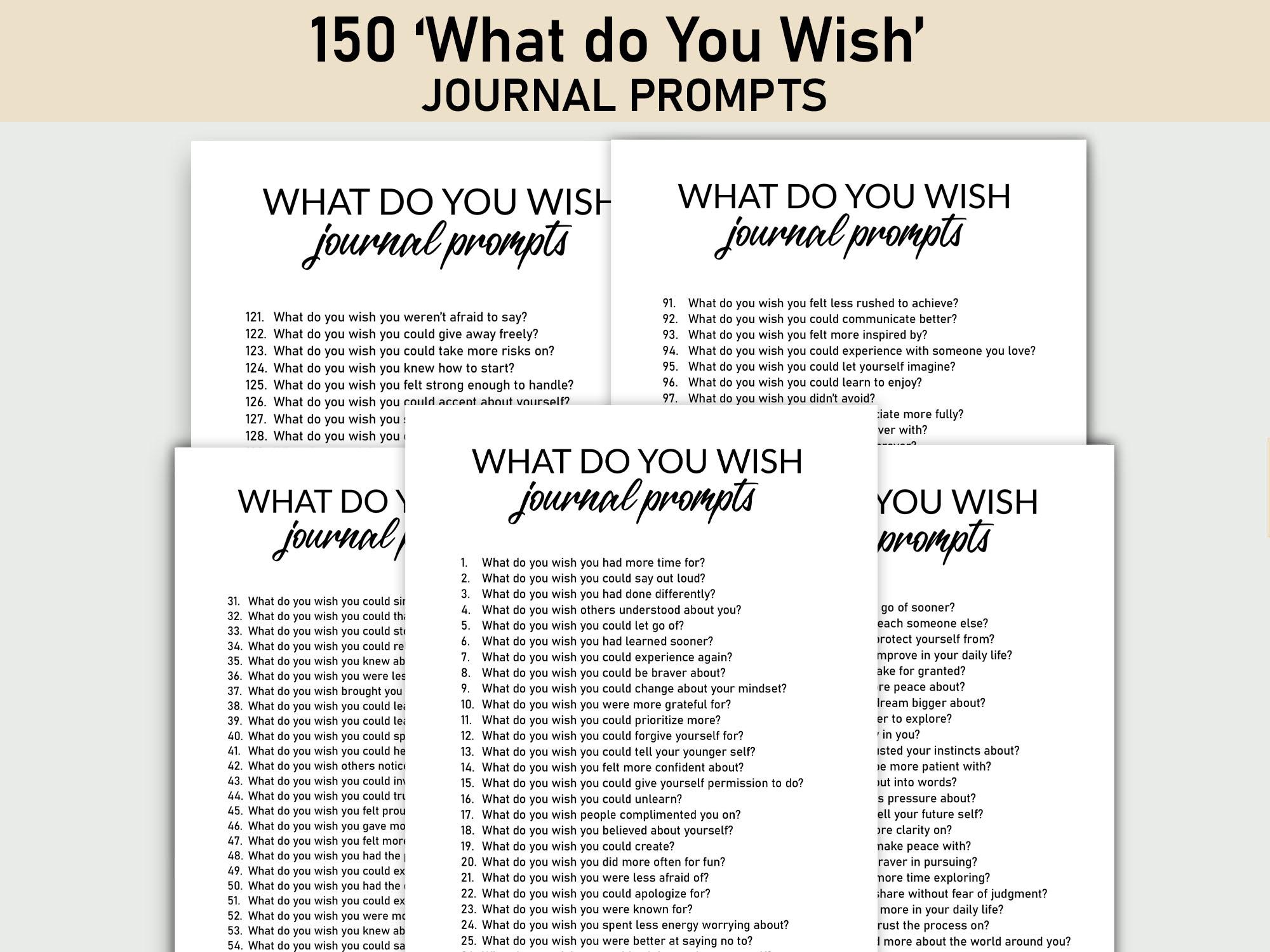 150 What Do You Wish Journal Prompts , Printable, Journal, Minimalist ...