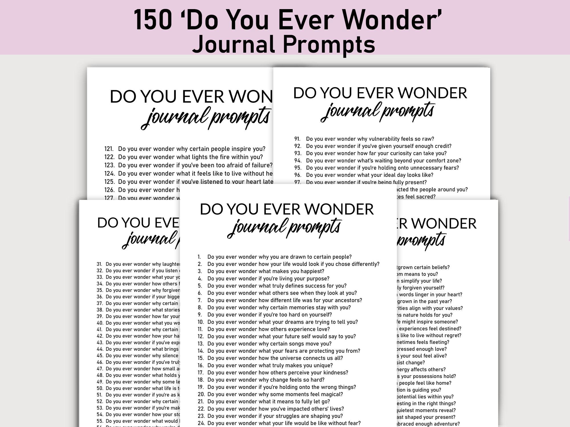150 Do You Ever Wonder Journal Prompts , Printable, Journal, Minimalist ...