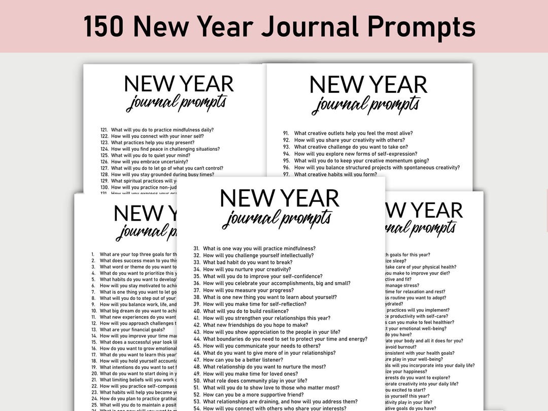 150 New Year Journal Prompts , Printable, Journal, Minimalist ...
