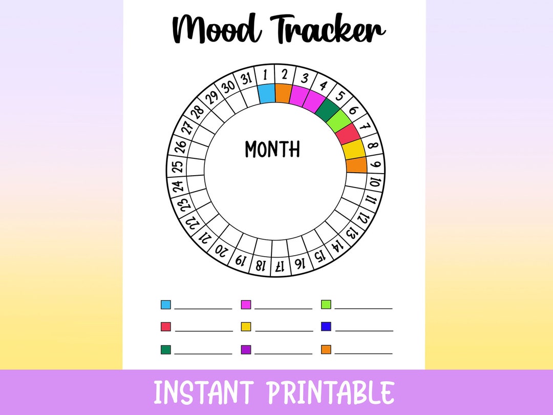 Round Mood Tracker, Instant Download Printable, Mood Tracker, Planner ...