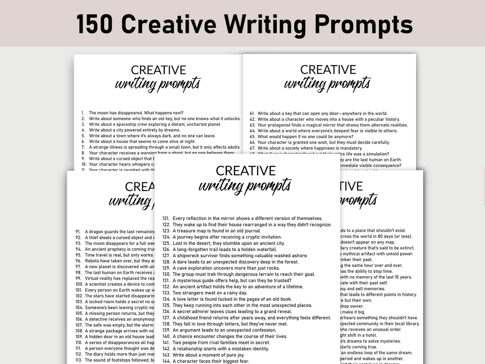 150 Creative Writing Prompts , Printable, Journal, Minimalist, Creative ...