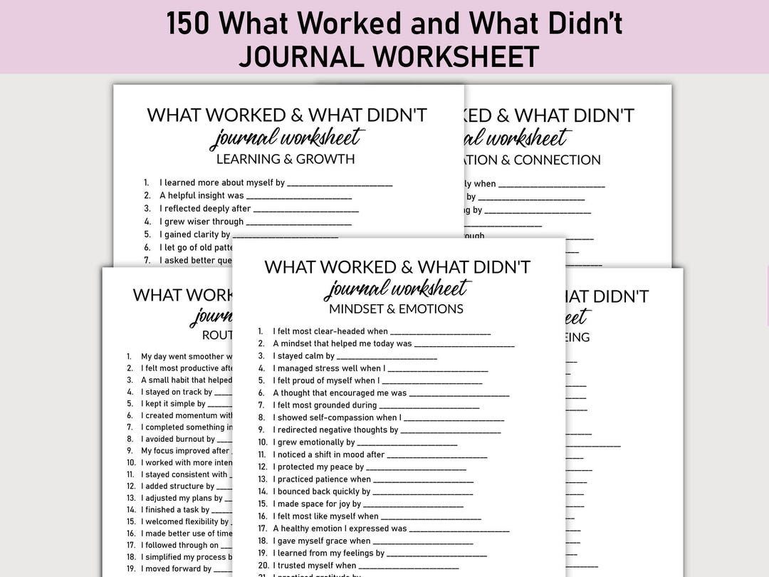 What Worked and What Didn’t Printable Worksheet, Journal Printable ...