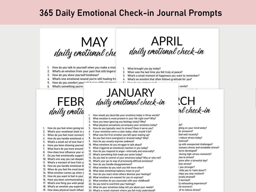365 Daily Emotional Check in Journal, Printable, Journal, Minimalist ...