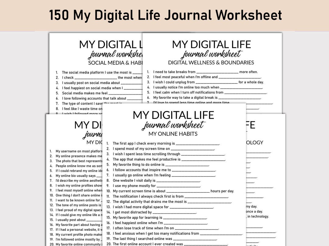 My Digital Life Printable Worksheet, Journal Printable, Fill-in-the ...