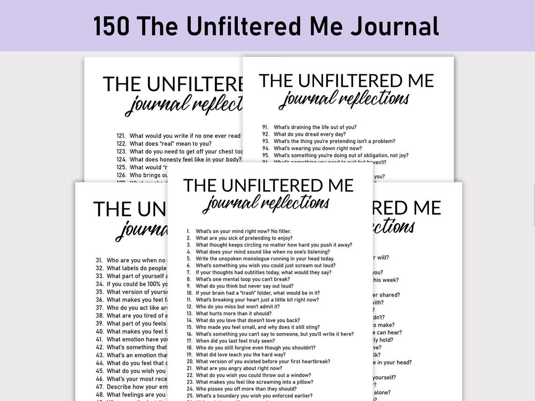 150 the Unfiltered Me Journal, Raw & Real Self-discovery Printable ...