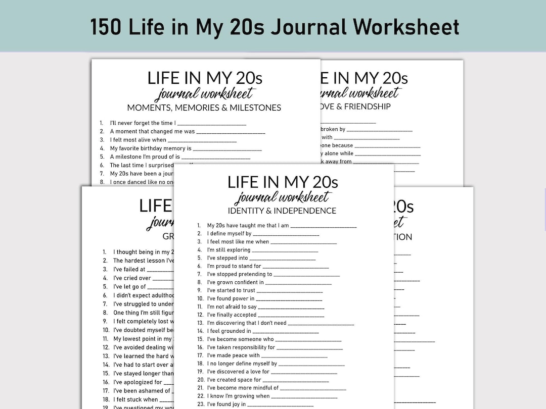 Life in My 20s Printable Worksheet, Journal Printable, Fill-in-the ...
