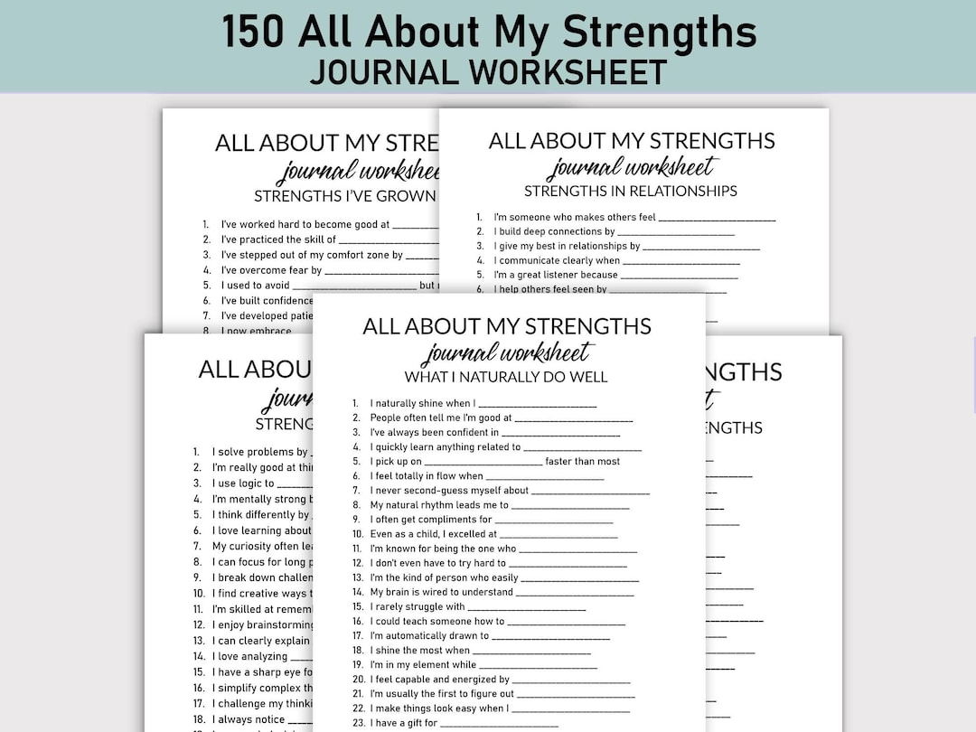 All About My Strengths Printable Worksheet, Journal Printable, Fill-in ...