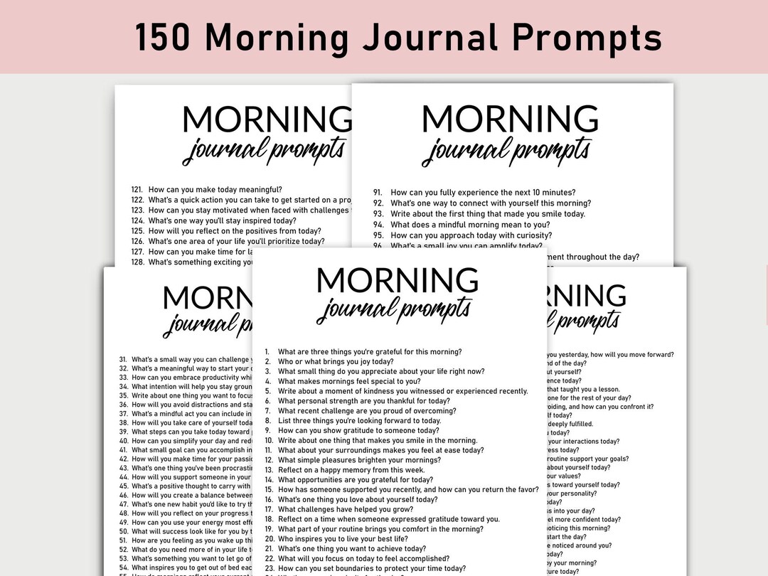 150 Morning Journal Prompts, Printable, Journal, Minimalist ...