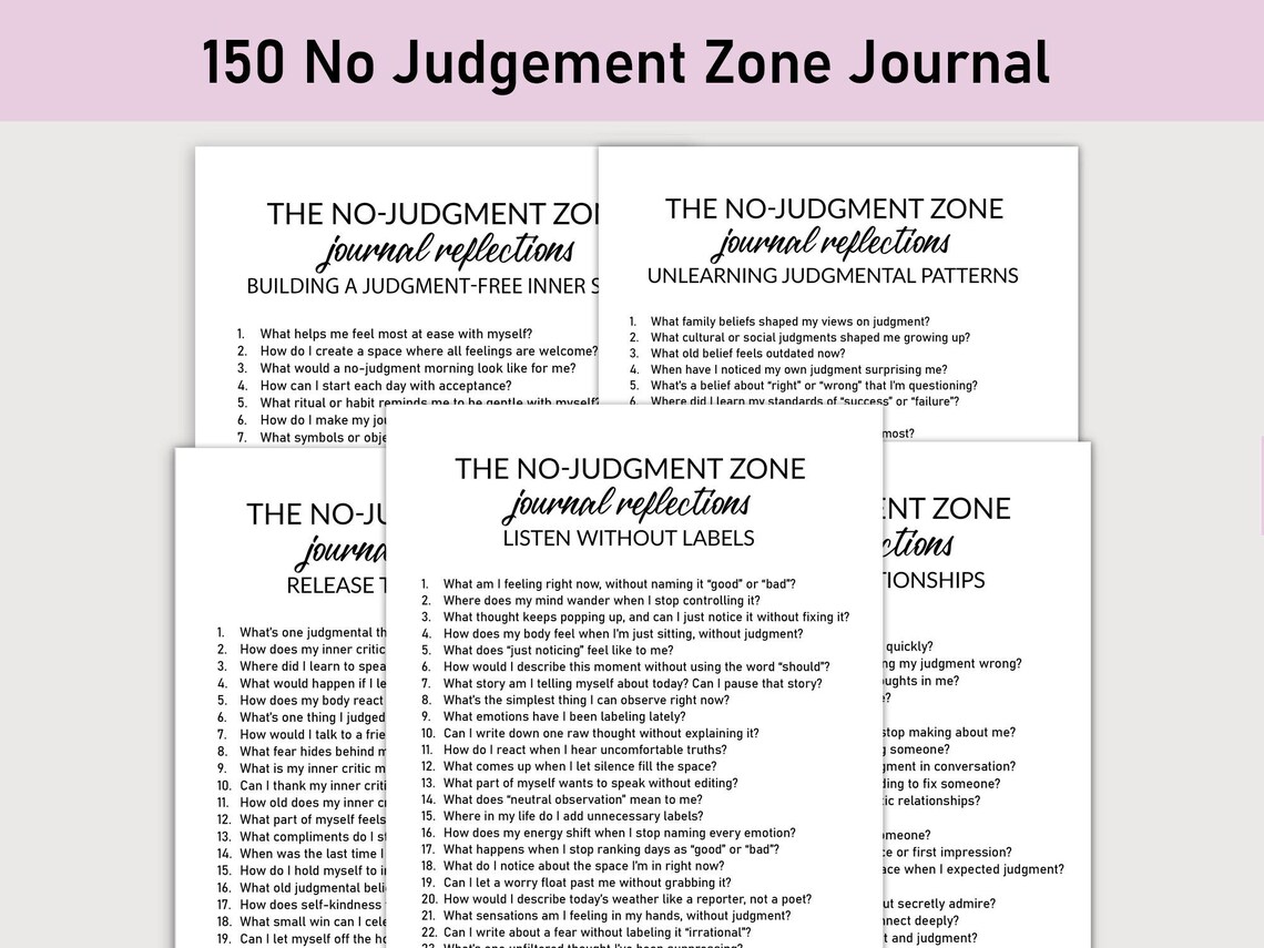 150 No-judgment Zone Journal, Printable, Journal, Minimalist, Self ...
