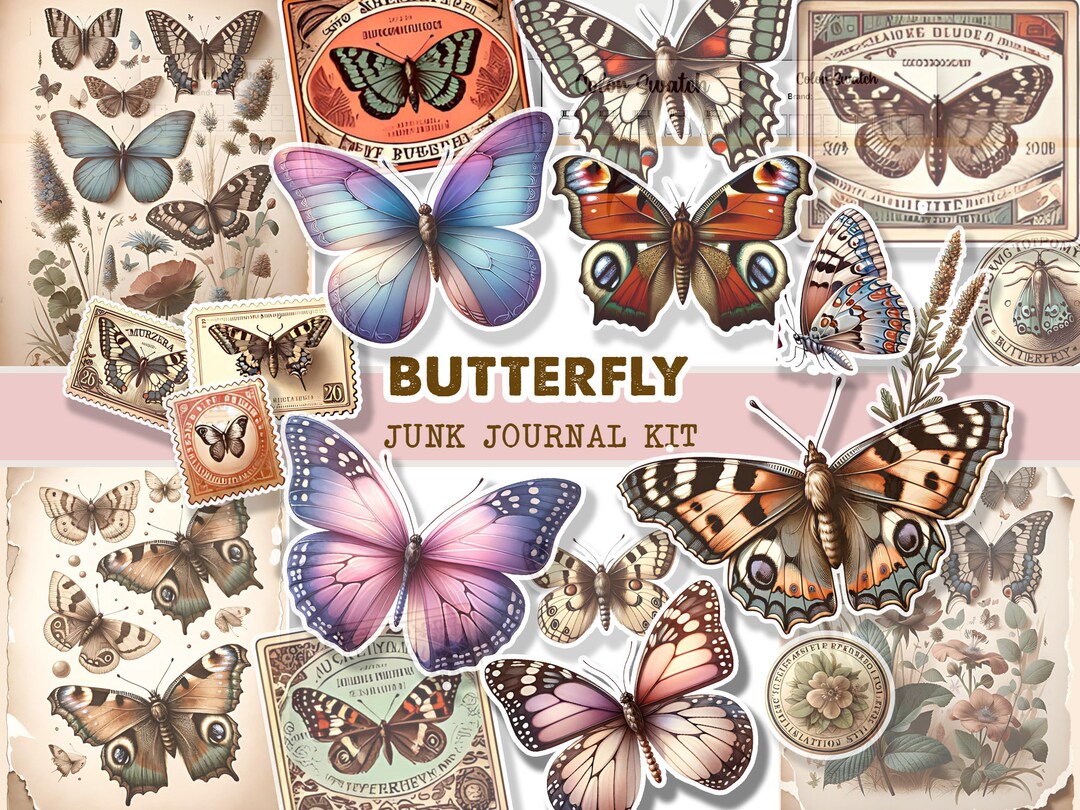 Butterfly Junk Journal Kit, Printable, Ephemera, Digital Papers ...