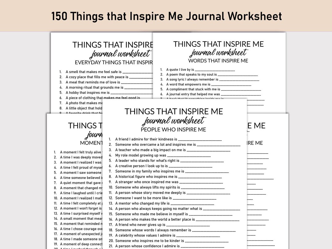 Things That Inspire Me Printable Worksheet, Journal Printable, Fill-in ...