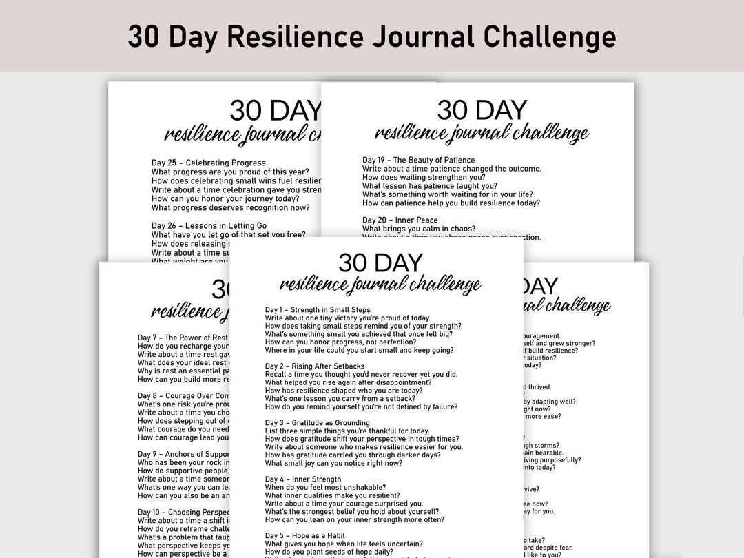 30 Day Resilience Journal Challenge Printable, Challenge Printable ...