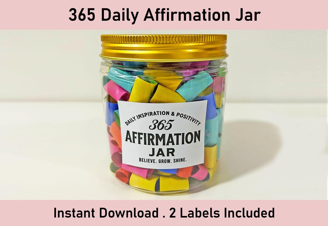 365 Daily Affirmations Jar, Printable Affirmations, Self Care, Mental ...