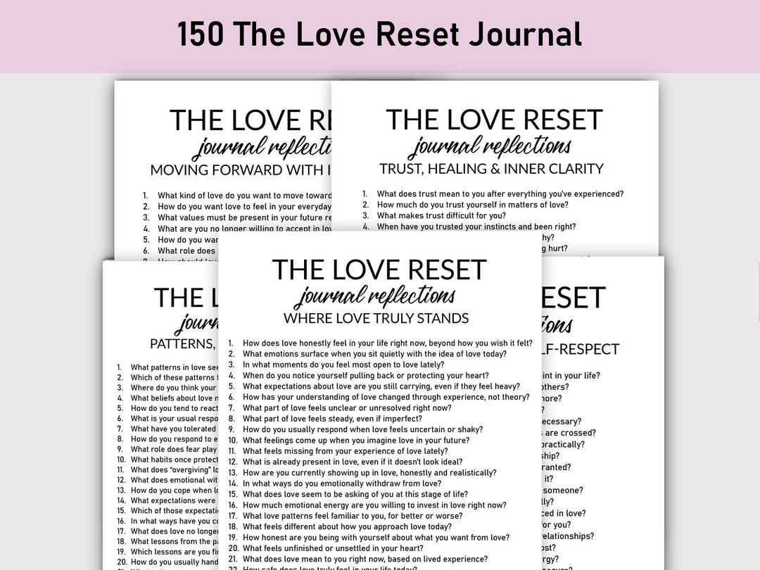The Love Reset Journal, Printable, Journal, Relationship Reflections ...