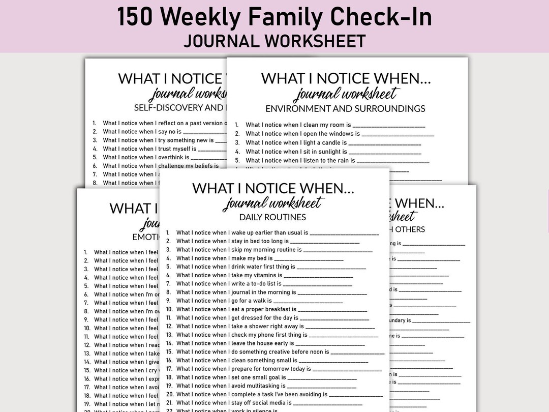 Weekly Family Meeting Check-in Printable Worksheet, Journal Printable ...