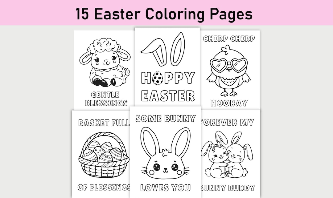 15 Easter Coloring Page Bundle, Printable, Easter Activity Page, Games ...