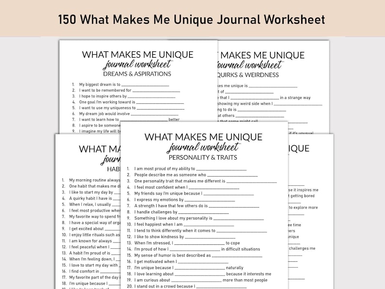 What Makes Me Unique Printable Worksheet, Journal Printable, Fill-in ...