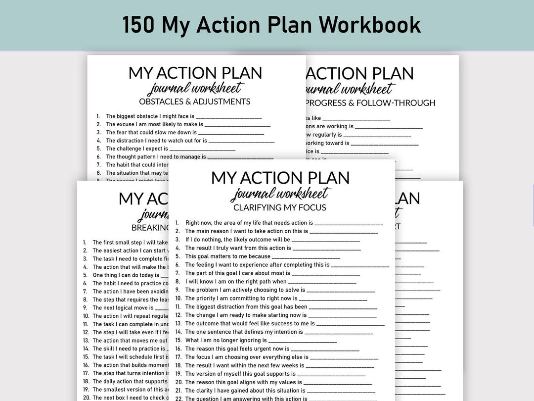 My Action Plan Printable Worksheet, Journal Printable, Fill-in-the ...