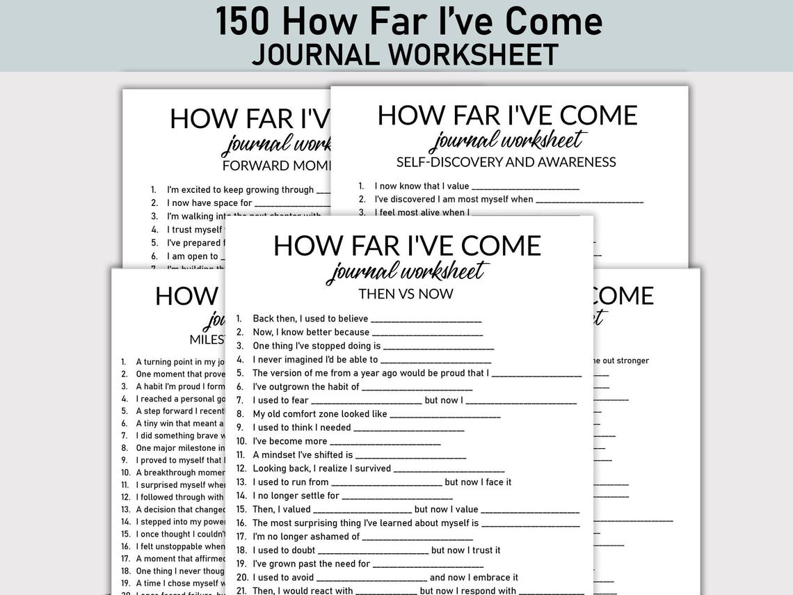 How Far I’ve Come Printable Worksheet, Journal Printable, Fill-in-the ...