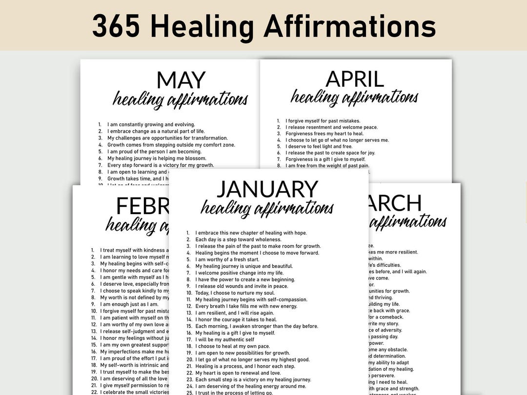 365 Daily Healing Affirmations , Printable, Journal, Minimalist, Self ...
