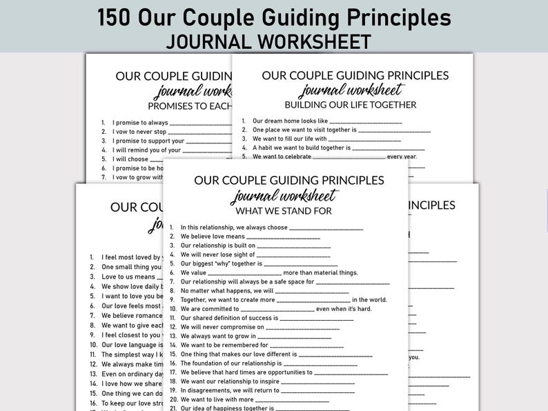 Our Couple Guiding Principles Printable Worksheet, Journal Printable ...