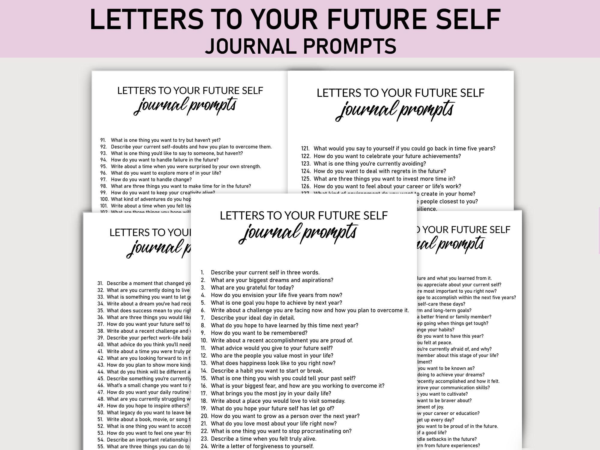 150 Letter to Your Future Self Journal Prompts, Printable, Journal ...