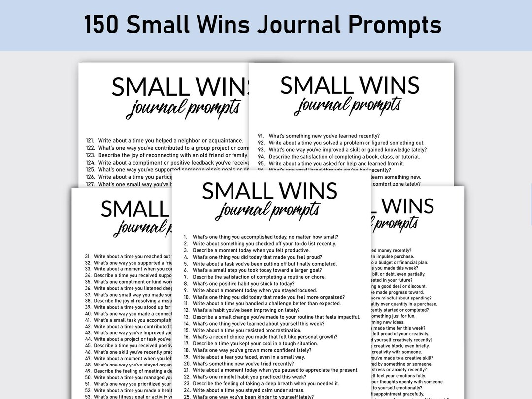 150 Small Wins Journal Prompts , Printable, Journal, Minimalist ...