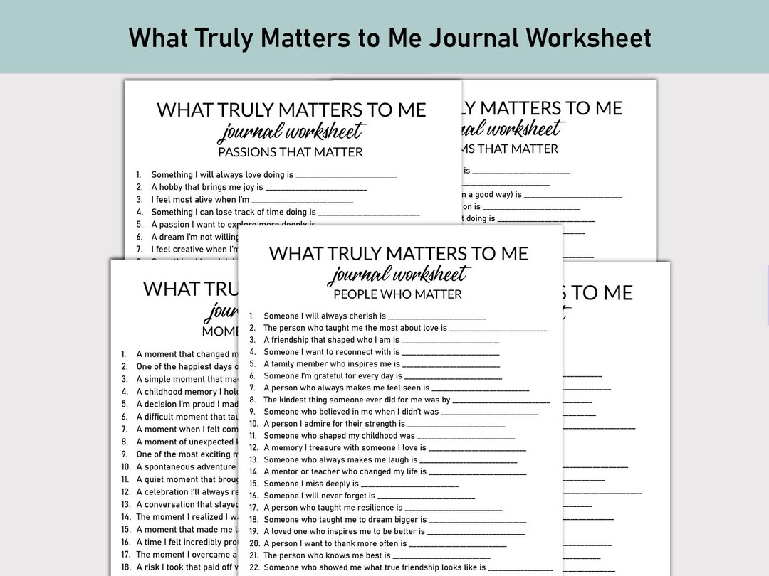 What Truly Matters to Me Printable Worksheet, Journal Printable, Fill ...