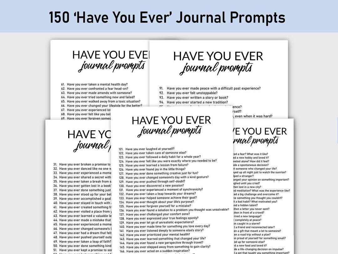150 Have You Ever Journal Prompts , Printable, Journal, Minimalist ...