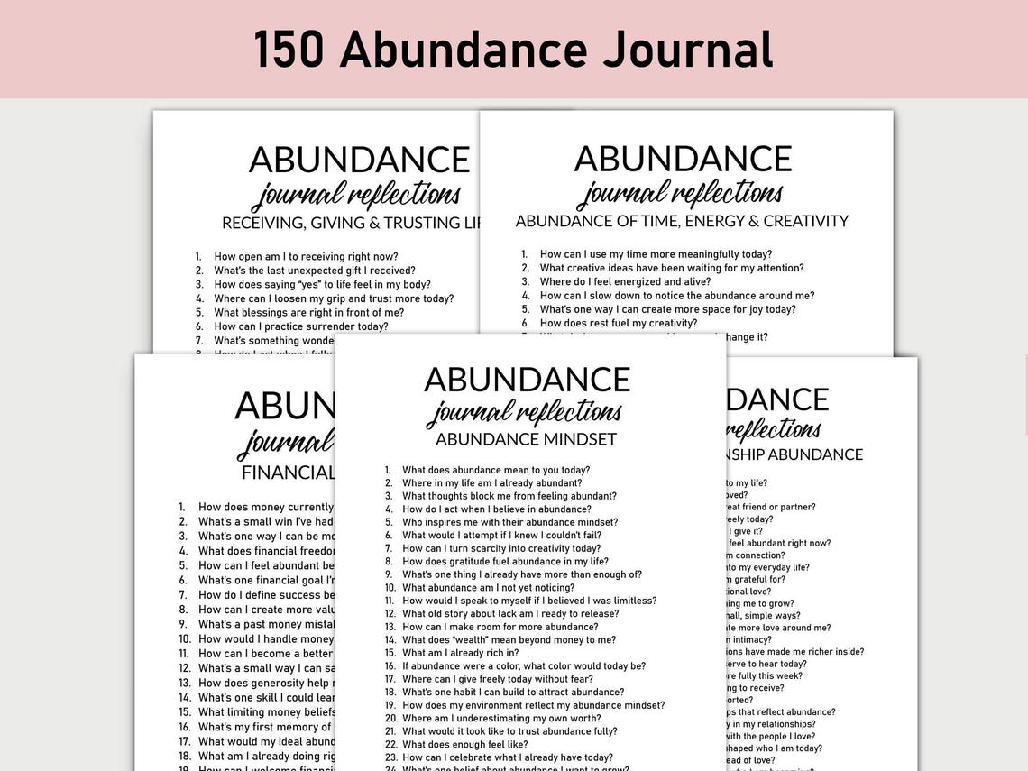 150 Abundance Journal, Journal Printable, Journal, Reflections, Wealth ...