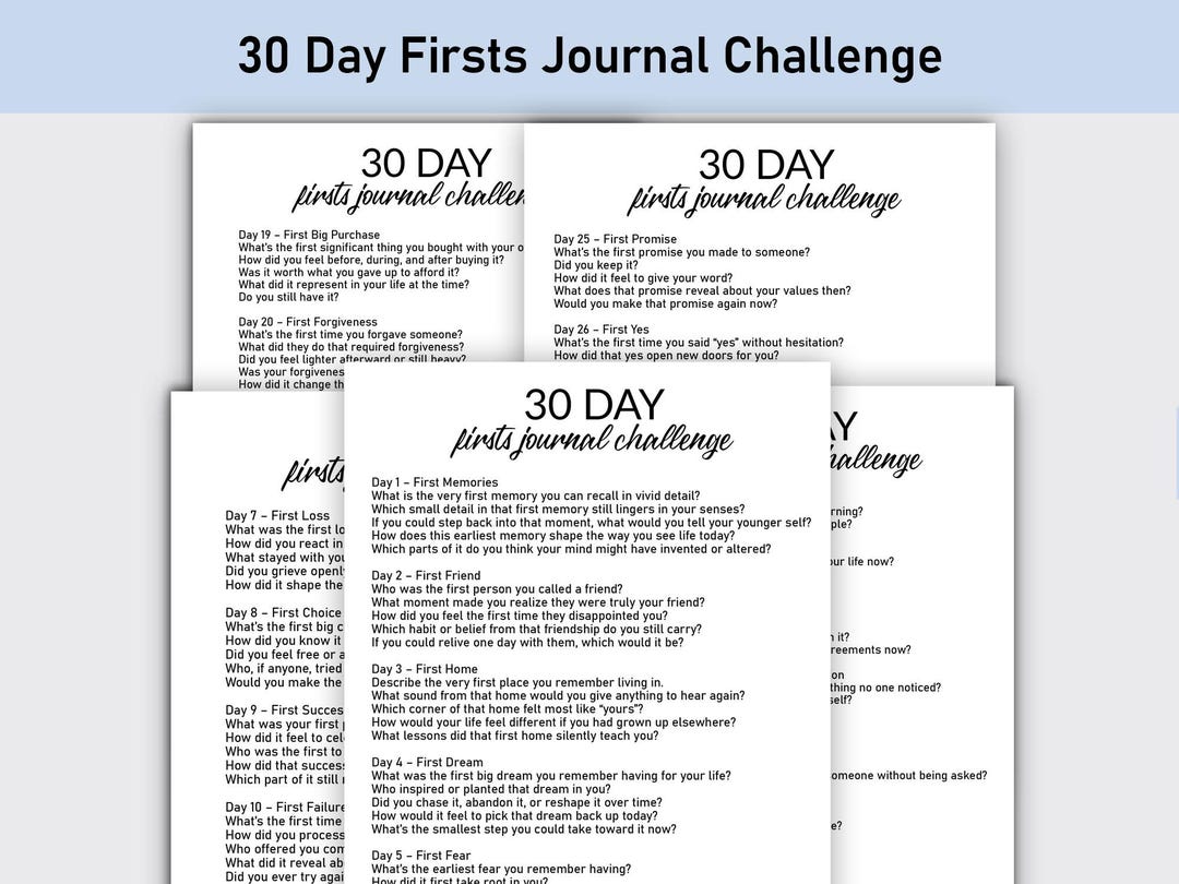 30 Day Firsts Journal Challenge Printable, Challenge Printable, Guided ...