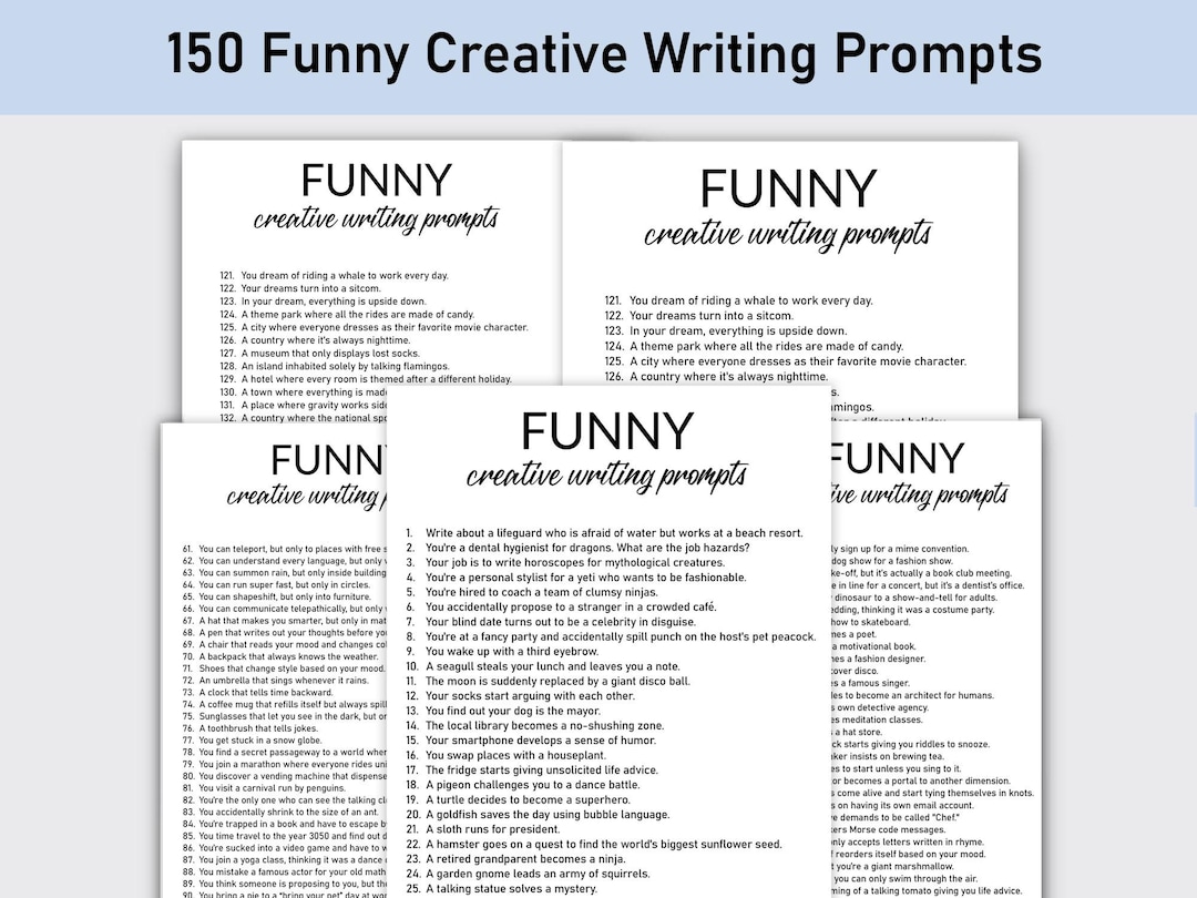 150 Funny Creative Writing Prompts , Printable, Journal, Minimalist ...