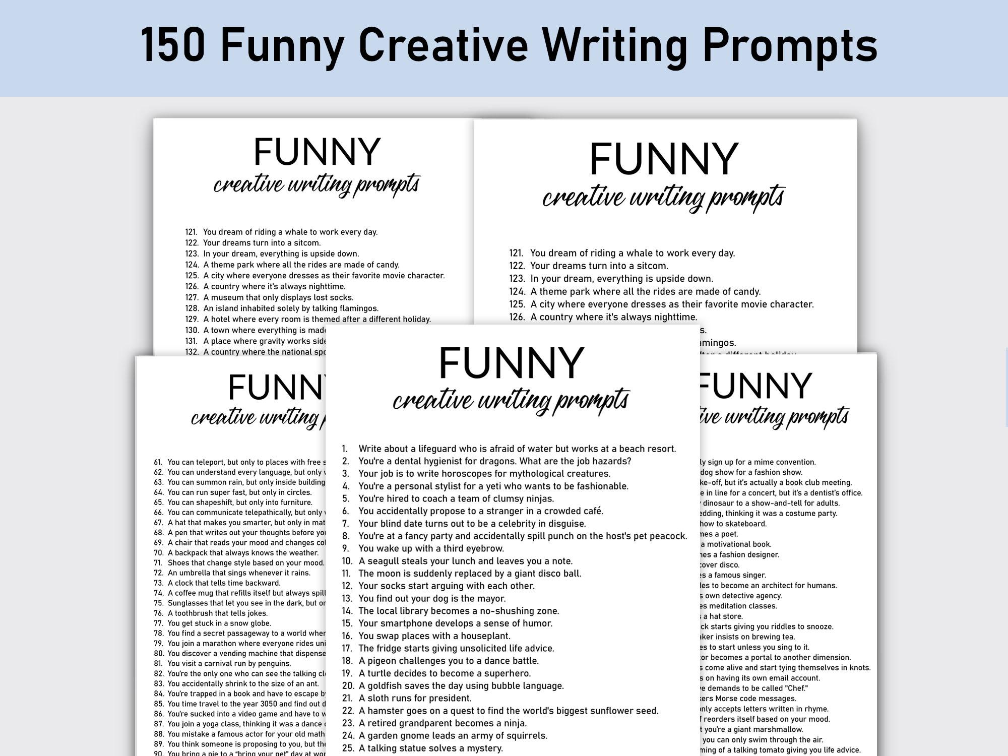150 Funny Creative Writing Prompts , Printable, Journal, Minimalist ...