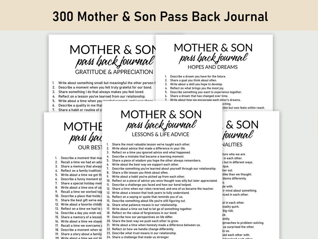 300 Mother and Son Pass Back Journal, Printable, Journal, Guided Mother ...