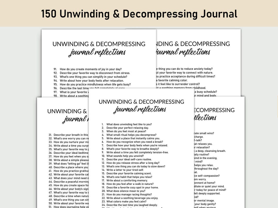 150 Decompress & Unwind Journal, Printable, Journal, Reflections ...