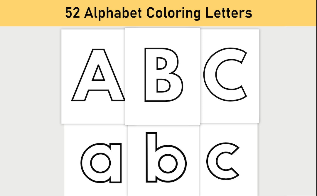 52 Alphabet Letters Coloring Bundle, Printable, Coloring Pages ...