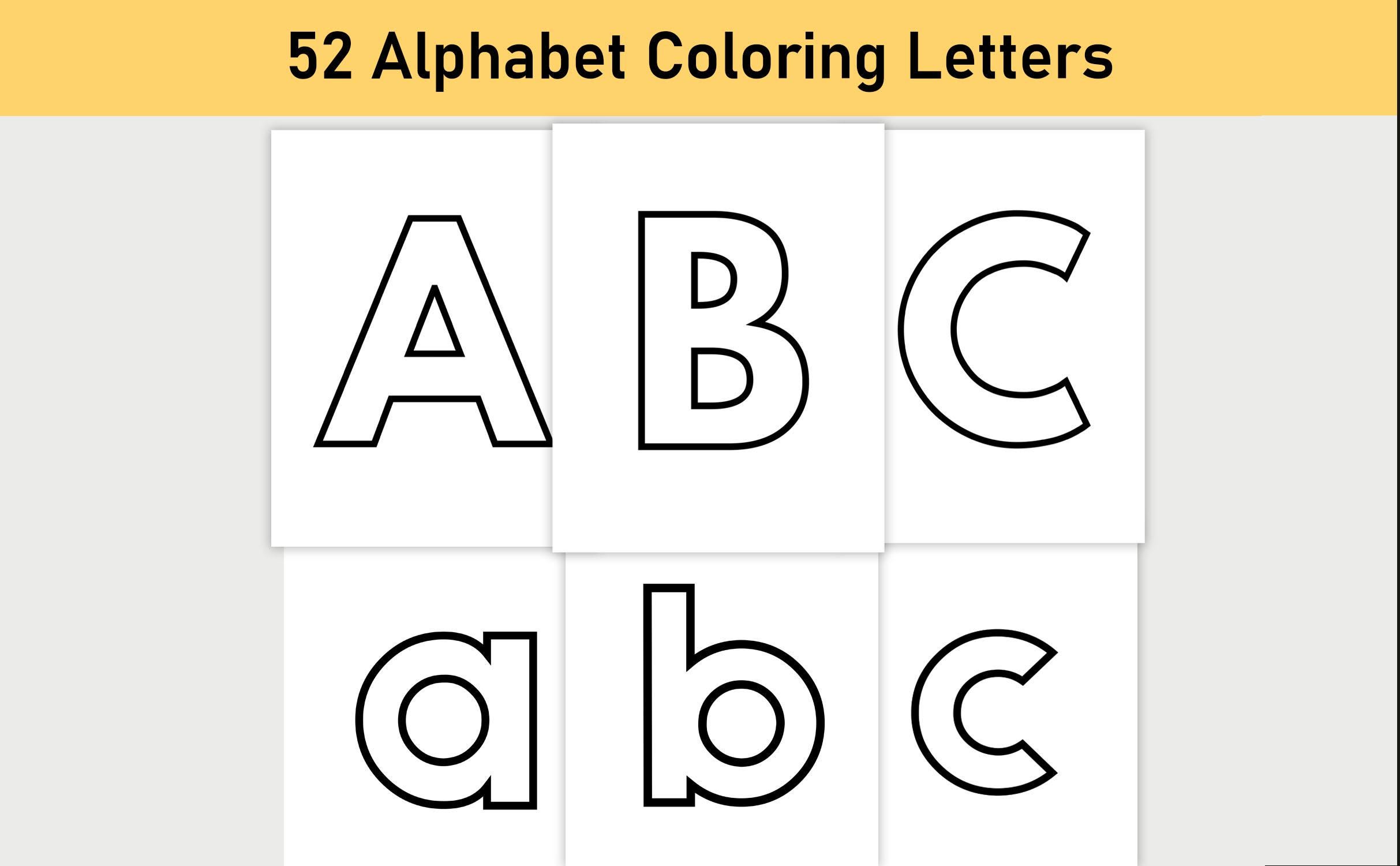 52 Alphabet Letters Coloring Bundle, Printable, Coloring Pages ...