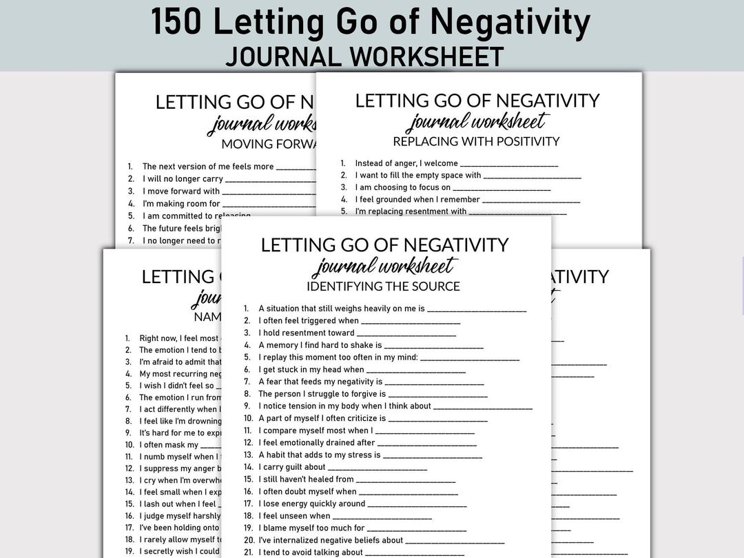 Letting Go of Negativity Printable Worksheet, Journal Printable, Fill ...
