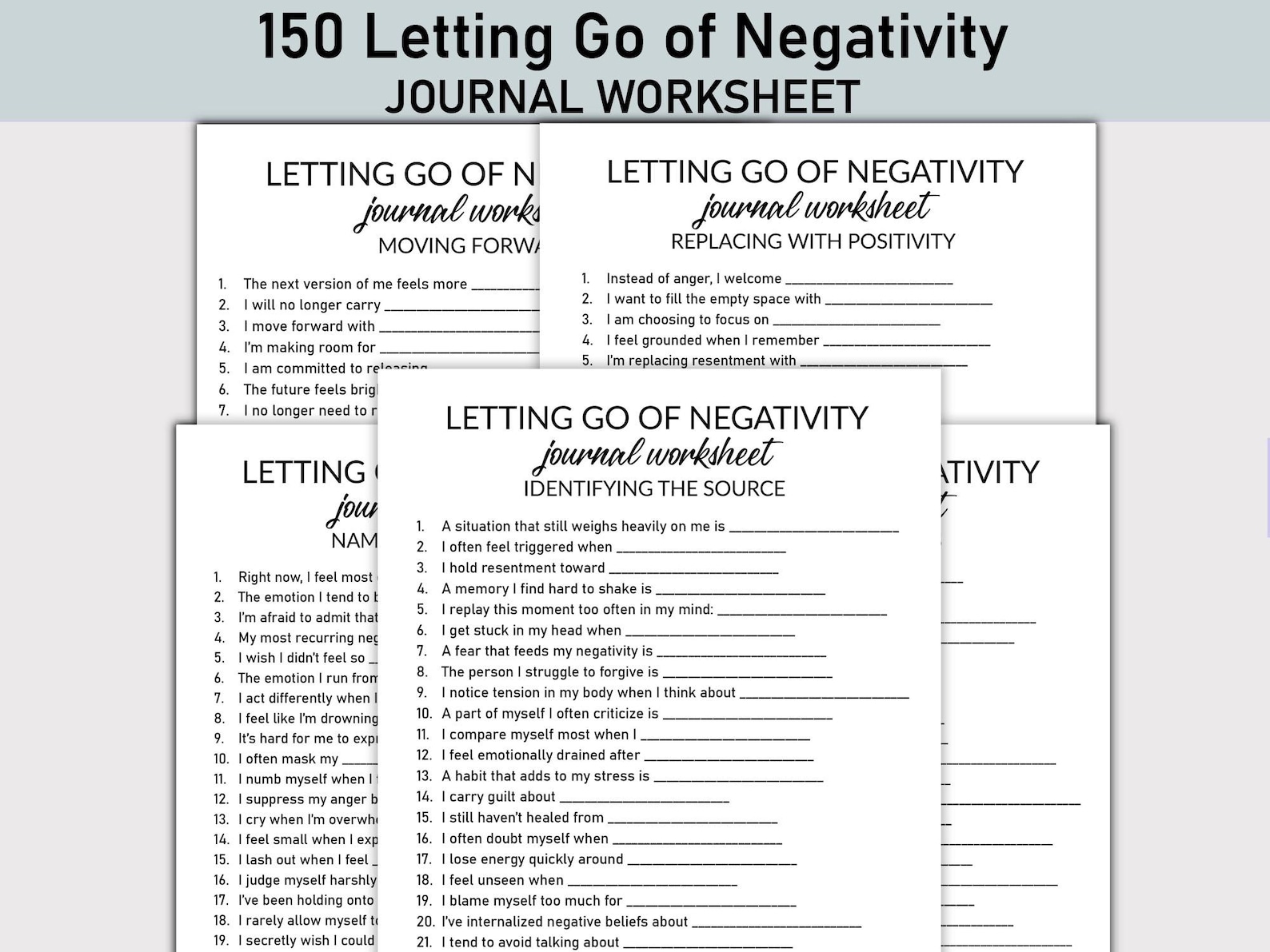 Letting Go of Negativity Printable Worksheet, Journal Printable, Fill ...