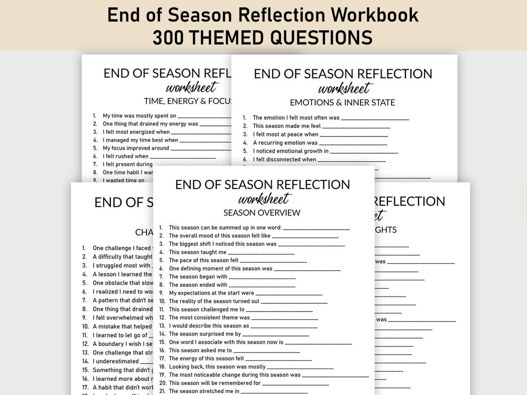 End of Season Reflections Workbook, Journal Printable, Fill-in-the ...