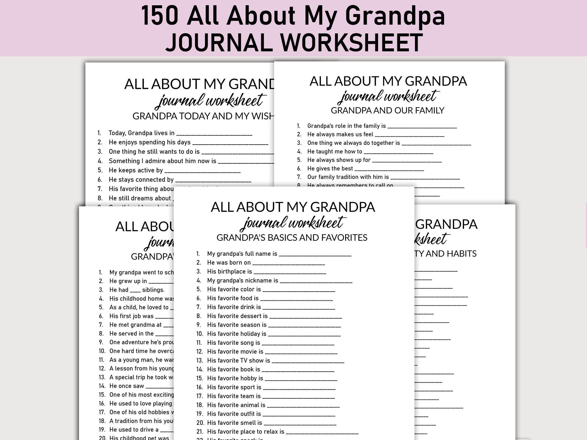 All About My Grandpa Printable Worksheet, Journal Printable, Fill-in ...